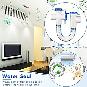 3/4 Inch Standard Condensate Trap with Cleaning Brush, PVC U Trap for HVAC Systems, Air Conditioner, Effectively Drains Condensate (1 Pack)