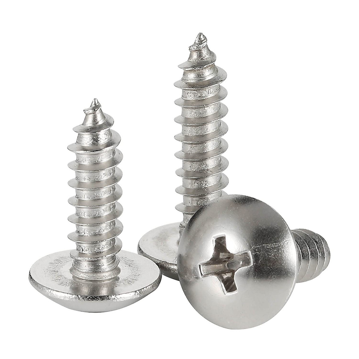 #10 x 1 Truss Head Sheet Metal Screws Wood Screws, 304 Stainless Steel 18-8, Self Tapping, 100 PCS