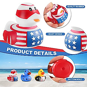 Patriotic Rubber Ducks - 24 Pcs Independence Day Novelty Funny Squeeze Baby Shower Bathtub Ducks for Fourth of July Party Supplies