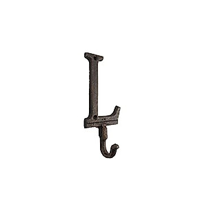 Handcrafted Nautical Decor Rustic Copper Cast Iron Letter L Alphabet Wall Hook 6"