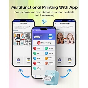 Print Pods Mini Thermal Printer Inkless Sticker Maker, Tiny Pocket Printer Machine for Phone, Wireless Bluetooth Portable Printers for Printing Sticky Note Label Receipt for Home Office School Purple
