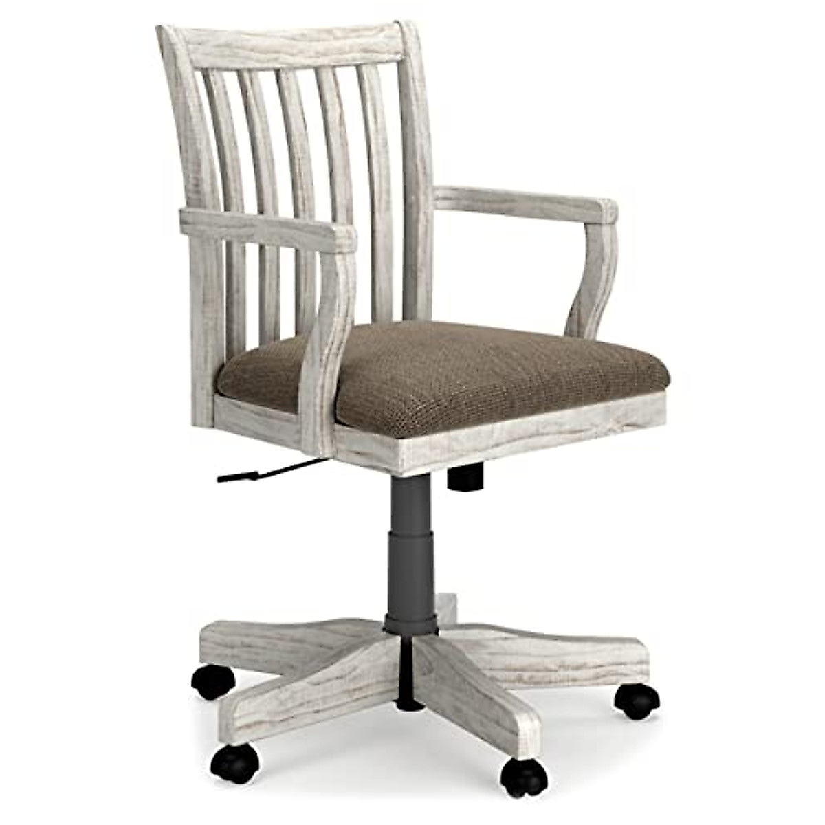 Signature Design by Ashley Havalance Casual Home Office Adjustable Desk Chair with Swivel, Whitewash & Brown