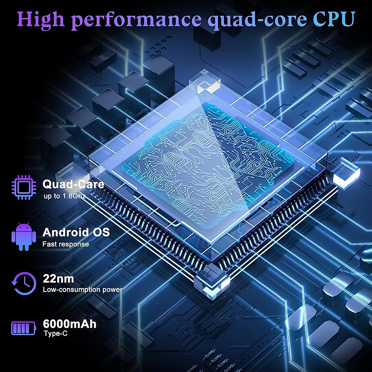 Android Tablet, 10 inch Tablets, 2GB+32GB Computer Tablet Support 512GB Expand, 2MP + 8MP Camera, IPS Screen, WiFi, Bluetooth, 6000mAh, Google GMS Certified Tableta