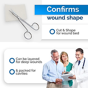 Calcium Alginate Wound Dressing 4" x 8" -Simpurity- Individual Thick Pads Antimicrobial Alginate Dressing Fiber Padding Medical Wound Care Products for Bed Sore-Pressure Sore-Leg Ulcer-Diabetic Foot