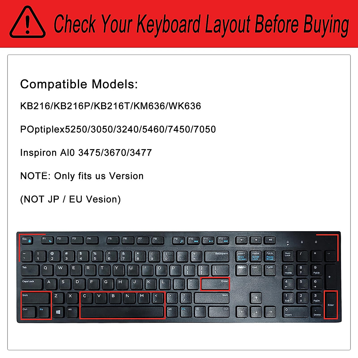 YongMai Keyboard Covers for Dell KM636 KB216 Wireless Wired Keyboards, Dell Optiplex 5250 3050 3240 5460 7450 7050/Dell Inspiron AIO 3475 3670 3477 Silicone Desktop Computer Keyboard Skins (Love Bear)