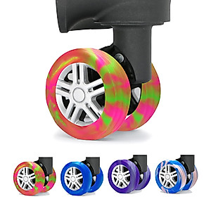Generic 8 Pcs Luggage Wheel Covers - Protects Hard Suitcases, Reduces Noise, Dopamine Inspired Color