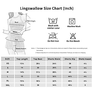 Lingswallow 2 Piece Women Lounge Sets - Sleeveless Crop Top and Shorts Waffle Lounge Set Tracksuits Sweatsuits for Women
