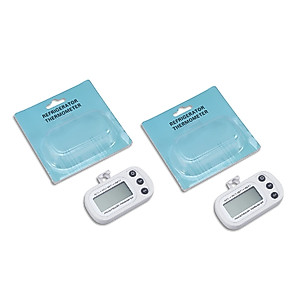 AMIR Fridge Thermometer Digital, Newest Refrigerator Thermometer 2 Pack, Mini Freezer Thermometer with Hook, LCD Display, ℃/℉ Switch + Max/Min Record, for Kitchen, Home, Restaurants