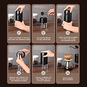 SEEDREAM Portable Electric Burr Coffee Grinder, Small Electric Rechargeable Mini Coffee Grinder with Multiple Grinding Settings