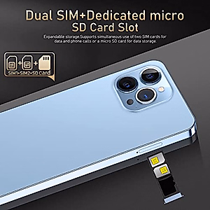 Bewinner I14 Pro Max Unlocked Cellphone, 6.7 Inch HD Screen, 4GB RAM 128GB ROM, Dual SIM Card 4G Smartphone, Face Unlock Phone for Android 12 4000mAh Battery Blue