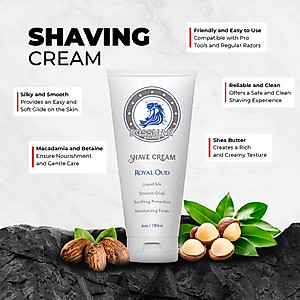 Bossman Liquid Silk Shaving Cream - Travel Shave Cream Sensitive Skin, Smooth Glide, Soothing Protection, Moisturizing Finish (Royal Oud Scent)