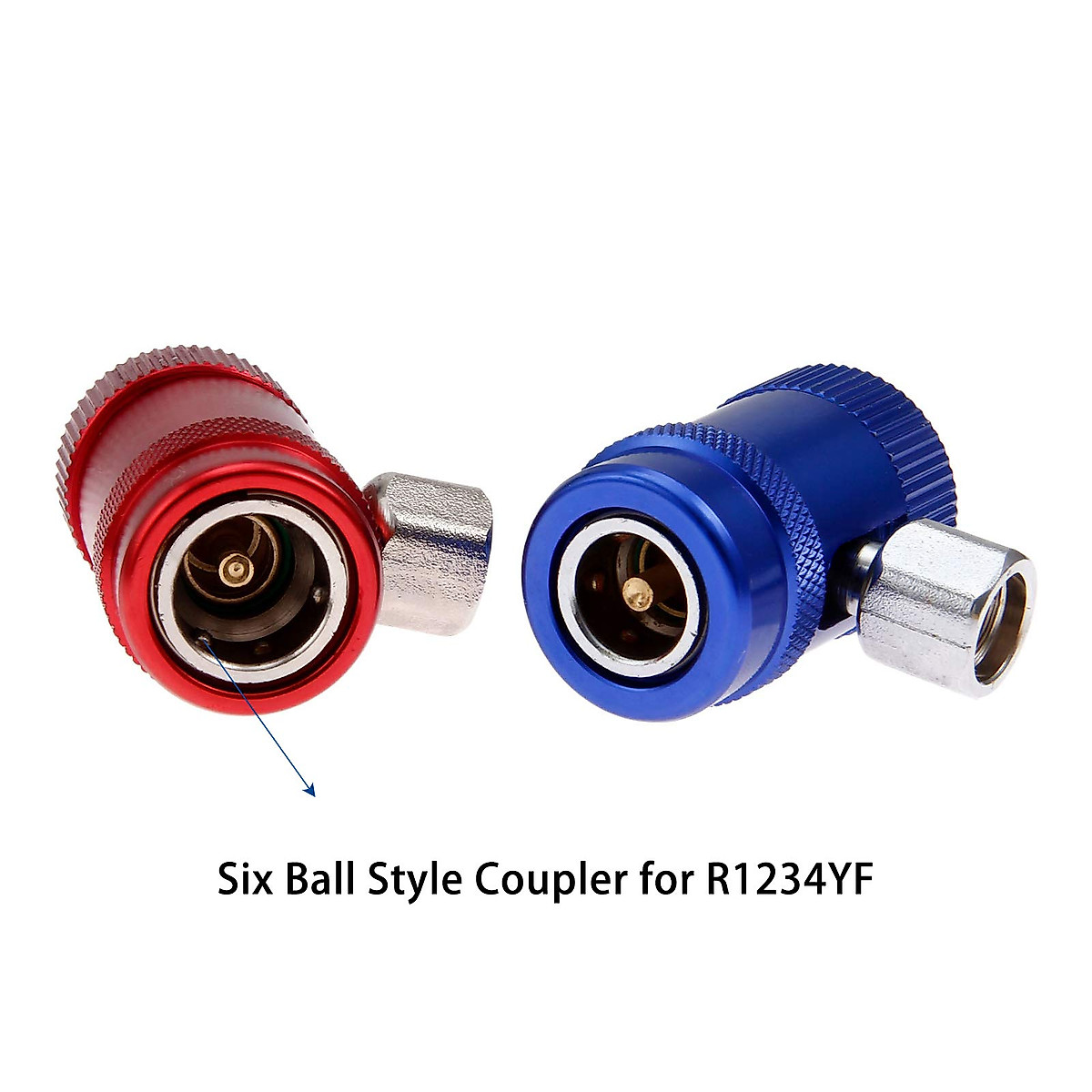 Aupoko R1234yf Quick Couplers, High/Low Side R1234yf Manual Couplers Connector Adapters with 1/4" Male Port, Replacement for A/C Refrigerants Manifold Gauge Set