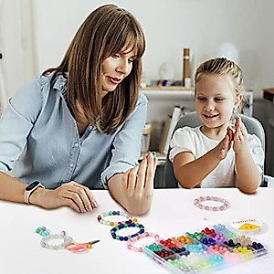 600PCS Glass Beads for Jewelry Making Bracelet Making kit Crystal Beads Mixed Healing Bead Rock Loose Nature Stone Gemstone for DIY Bracelet Necklace Essential Oil (Glass Beads)