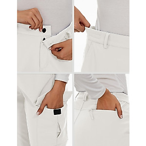 MAGCOMSEN Snow Pants Women Waterproof Insulated Outdoor Snow Softshell Pants Cold Outdoor Fleece Fleece Lined Pants White, 2XL