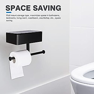 Pilarmuture Holder Wall Mount Organizer,Stainless Steel Double Size Holder with Shelf,Bathroom Holder with Storage,Roll Toilet Holder (Type A)