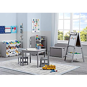 Delta Children MySize Kids Wood Table and Chair Set (2 Chairs Included) - Ideal for Arts & Crafts, Snack Time & More - Greenguard Gold Certified, Grey, 3 Piece Set