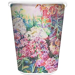 RNK Shops Personalized Watercolor Floral Waste Basket - Double Sided (Black)