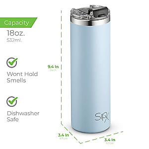 SIPX™ Triple-Insulated Tumblers - 18 Oz. Slim Modern Tumbler With Lid, insulated Cup Keeps Hot For 12 Hours, Stainless Steel Tumbler Made Of Sustainable Material, Coffee Travel Mug (Blue)