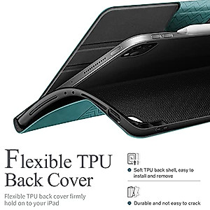 auaua Case for iPad Pro 12.9 6th/5th/4th/3rd Generation 2022/2021/2020/2018, Slim Durable Leather Stand Cover with Pencil Holder, Auto Sleep/Wake (Green)