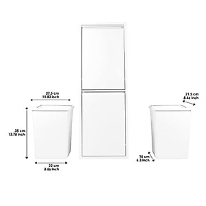 Kaser Metal Garbage Cabinet - 2 Drawer | 2x4 Gallon Plastic Bins with Metal Handle, Trash Can | Waste Separation - Kitchen Recycling