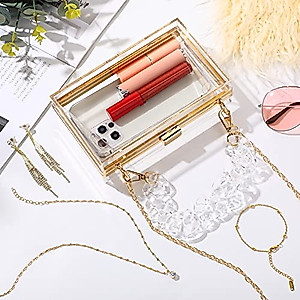 Jadive 4 Pcs Women Acrylic Purse Clear Clutch Bag Evening Purses Clutch for Wedding Vintage Banquet Handbag Earrings Necklace Bracelet Jewelry Set