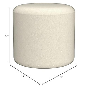 Lifestyle Solutions 19” Wentworth Ottoman Round Elegant Boucle Fabric, Stationary Ottomans, Backless Chair, Footrest for Living Room, Footstool Office, Bedroom, Padded Seat, Snow White Ivory