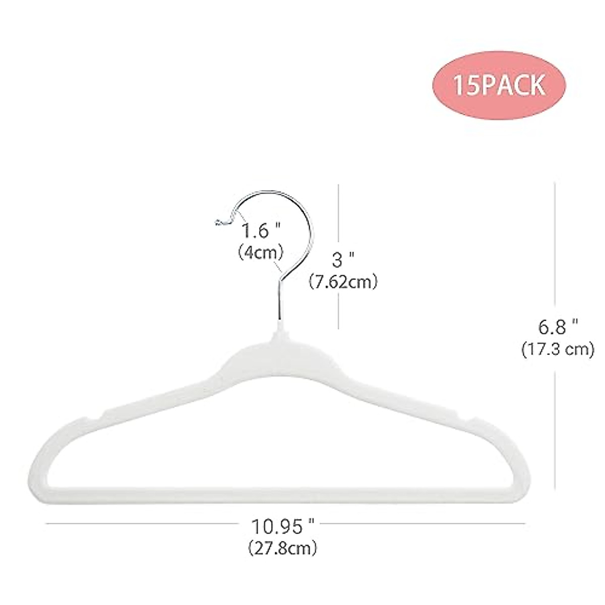 ManGotree Childrens Velvet Clothes Hangers, Baby Kids Hangers for Clothes Space Saving Non-Slip 15Pack (White)