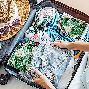 Saintrygo 20 Pack Luau Gift Bags with Drawstring Hawaiian Party Favor Summer Tropical Palm Leaf Candy Bags Goodies Treat Bag Small Jewelry Pouches for Luau Hawaii Party Birthday Supplies (4 x 6 Inch)