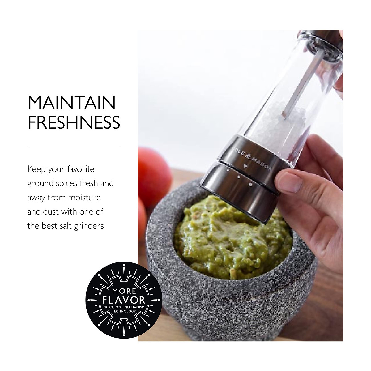 COLE & MASON Derwent Salt Grinder - Gunmetal Mill Includes Gourmet Precision Mechanism and Premium Sea Salt