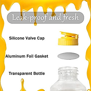 8 Pcs 16 Oz Plastic Honey Jar,Clear Plastic Squeeze Honey Bottles,Empty Squeeze Honey Bottle Container Holder with Flip Lid for Easy Storing and Dispensing