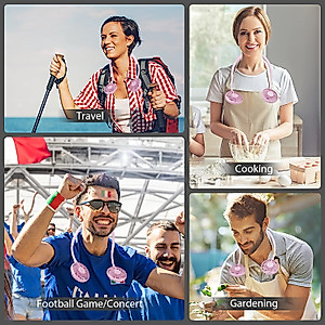 SkyGenius Rechargeable Hand Free Portable Neck Fan, Battery Operated Mini Personal Necklace Fan(Pink)