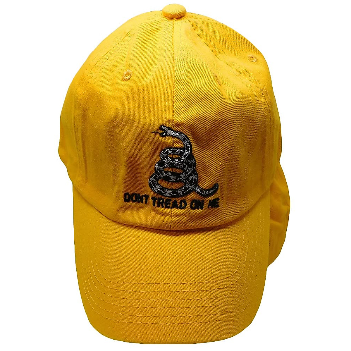 Gadsden Don't Tread On Me Dark Yellow Orange with White Snake Washed Cotton Adjustable Embroidered Baseball Hat Cap