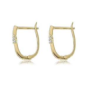 AVORA 10K Yellow Gold Simulated Diamond CZ Huggie Hoop Earrings
