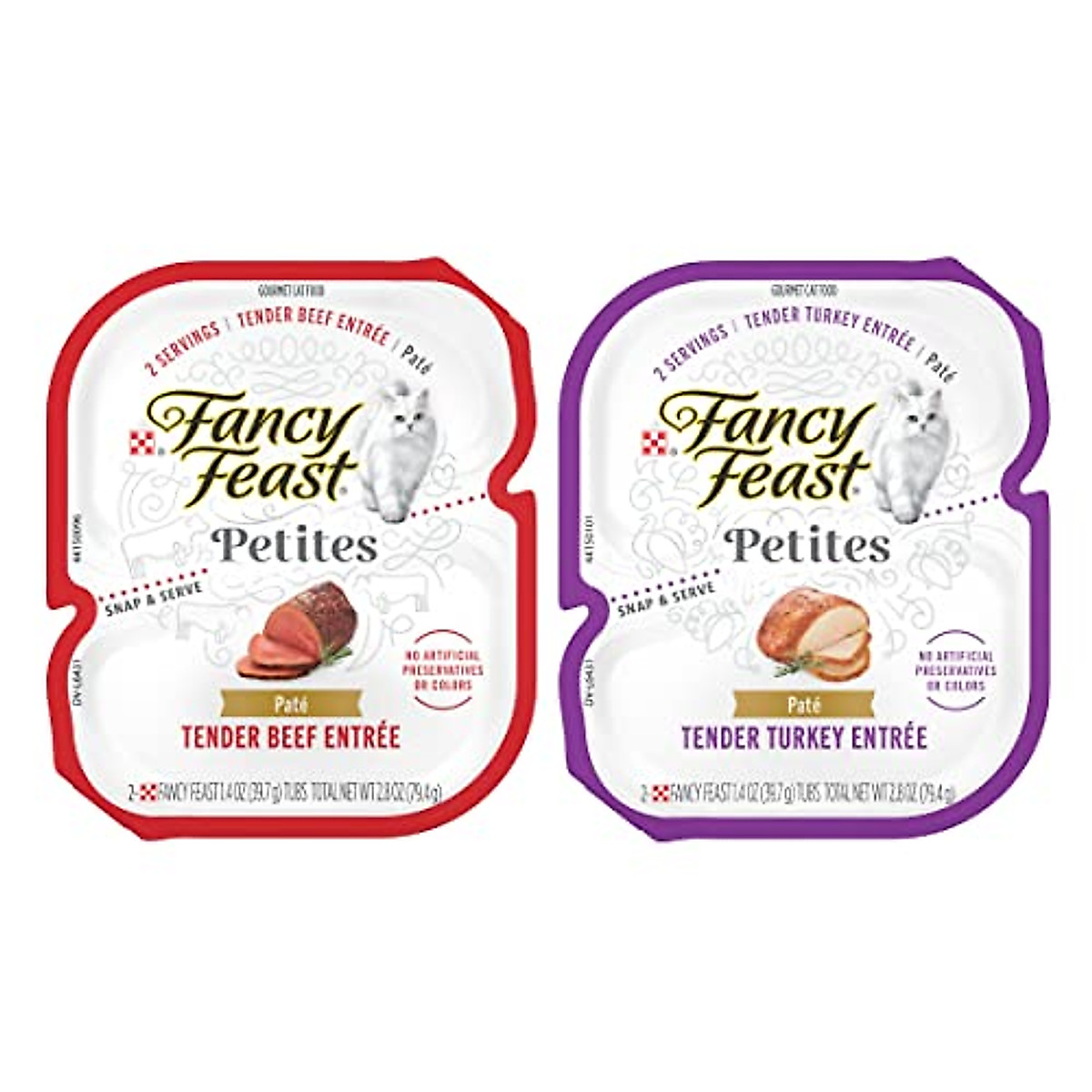 Fancy Feast Petites Gourmet Wet Cat Food Gravy & Pate Grain-Free Twin Packs All 10 Flavors, 20 Servings