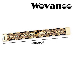 Wovanoo Leopard Leather Wrap Bracelets for Women Multilayer Cuff Bangle with Magnetic Buckle Gift for Birthday, Mother's Day, Valentine's Day Round Buckle