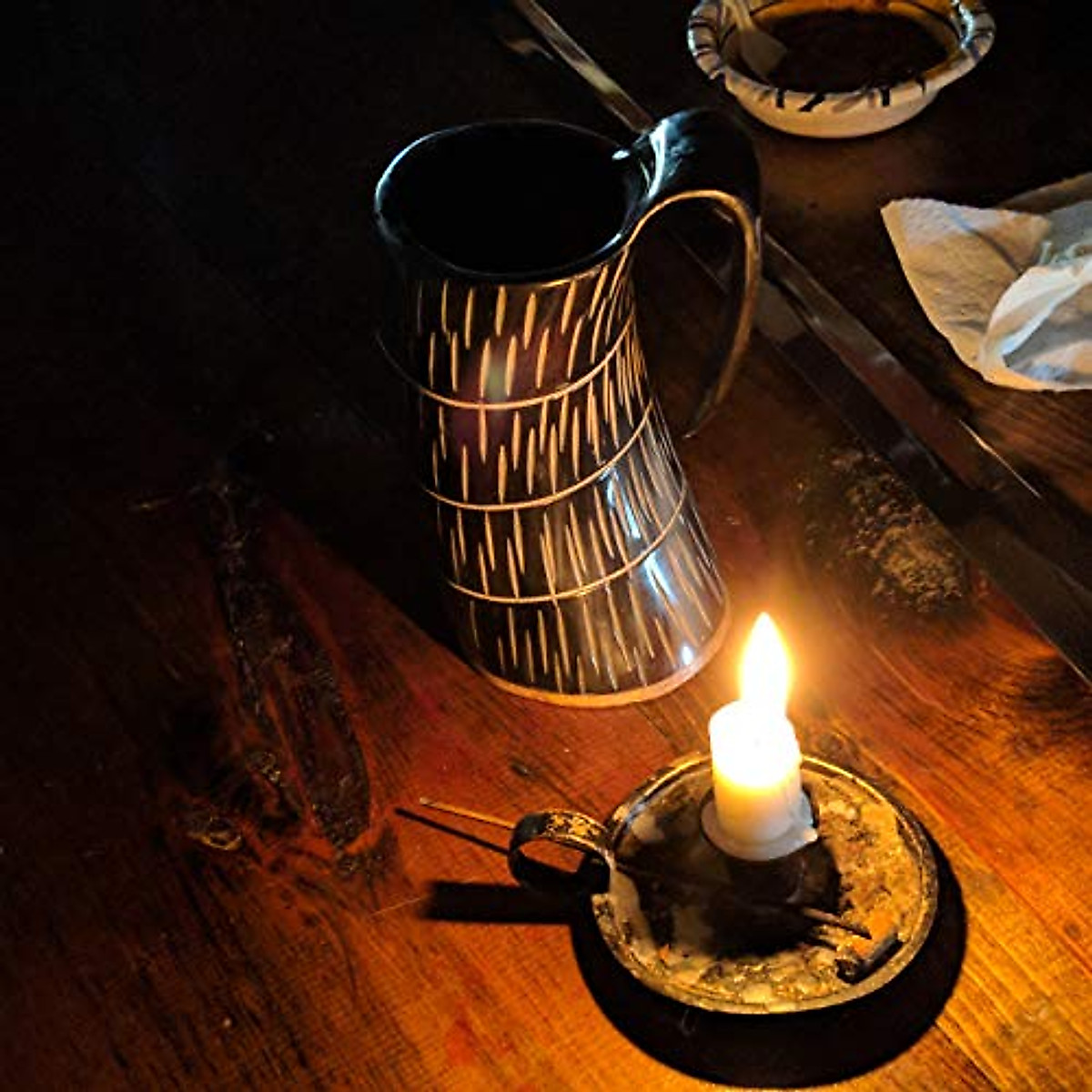 Mythrojan Viking Drinking Tankard with Medieval Buckle Leather Strap Wine Beer Mead Mug 800 ML - Polished Finish