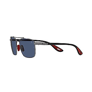 Ray-Ban RB3715M Scuderia Ferrari Collection Square Sunglasses, Gunmetal/Dark Blue, 58 mm