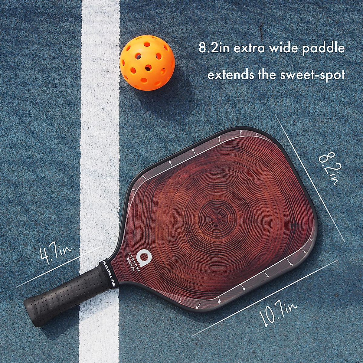 A. Anbrose Pickleball Paddle | Extra Wide Paddle Shape | USAPA Approved | Carbon Fiber Face | Polypropylene Honeycomb Core | Lightweight | Fabric Paddle Cover.… (Fiberglass, 13mm)