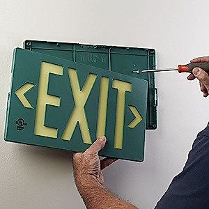 UL Listed 50 foot Jessup Glo Brite 7040-B 8.75 x-15.5-Inch Single Sided Exit Sign with Frame, Green(Mounts 4 ways, includes bracket and arrows)