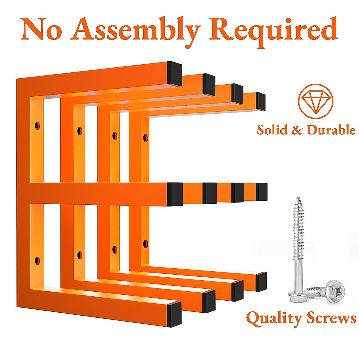 MOOMSINE Lumber Storage Rack Wall Mount, Heavy Duty Metal Wood Organizer with 6-Level Each Shelf Holds Up 200 Lbs, Indoor & Outdoor Use - 4pack