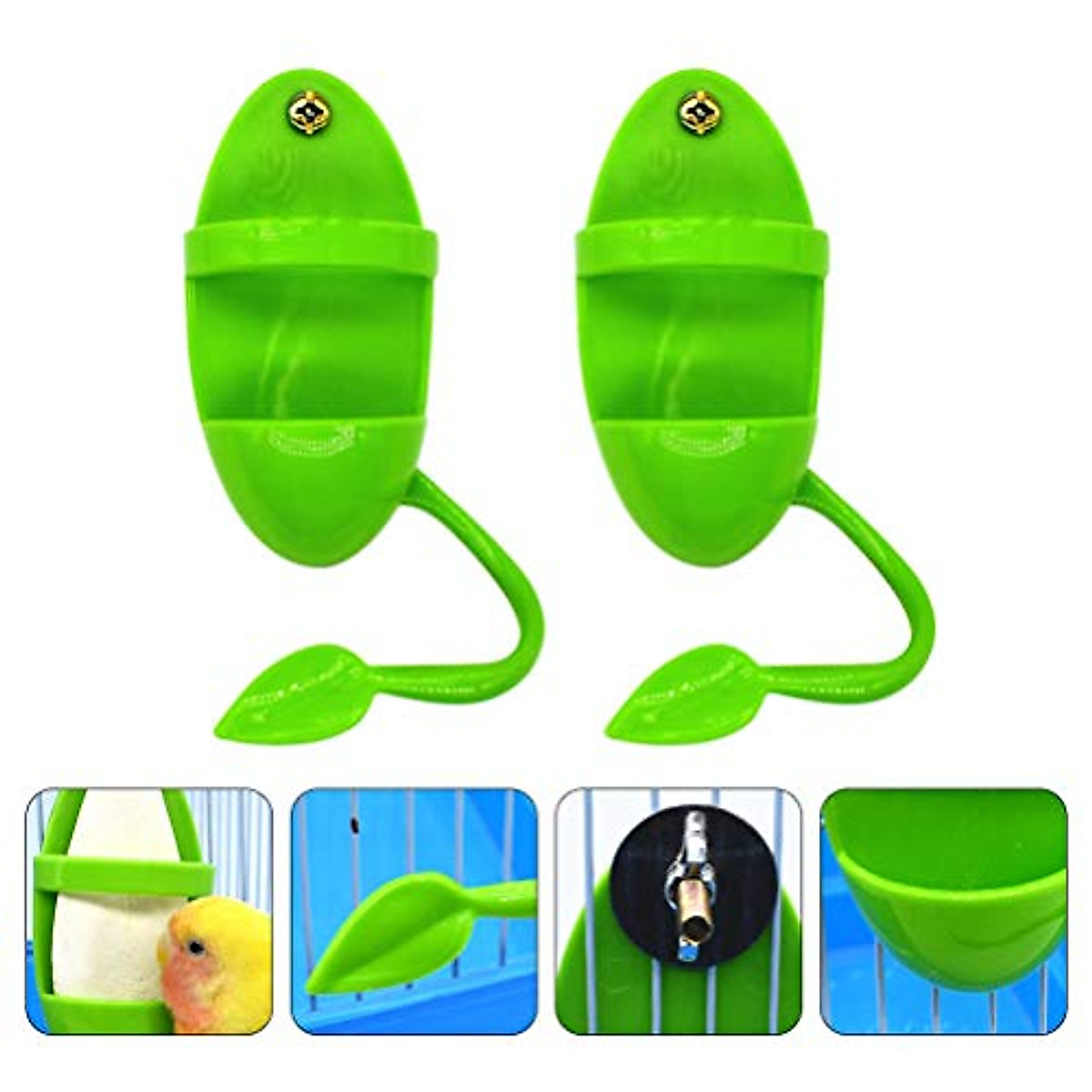 POPETPOP Bird Feeding Cup, Cuttlebone Holder Bird Cage Bowl Stand Food Holder for Budgies Parakeet Cockatiel Conure Lovebird 2Pcs