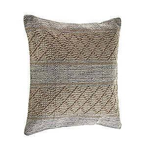 LR Home Criss Cross Throw Pillow Area Rug, 20" x 20", Beige/Gray