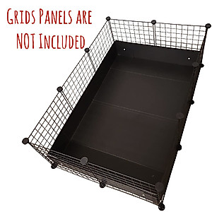 Corrugated Plastic Cage Liner Base for Guinea Pig C&C Cage - for use with 13.8" Grids ONLY! NOT Measured by Feet- Used with Grid Cages for Guinea Pigs, Hedgehogs, and Rabbits (2x3, Black)