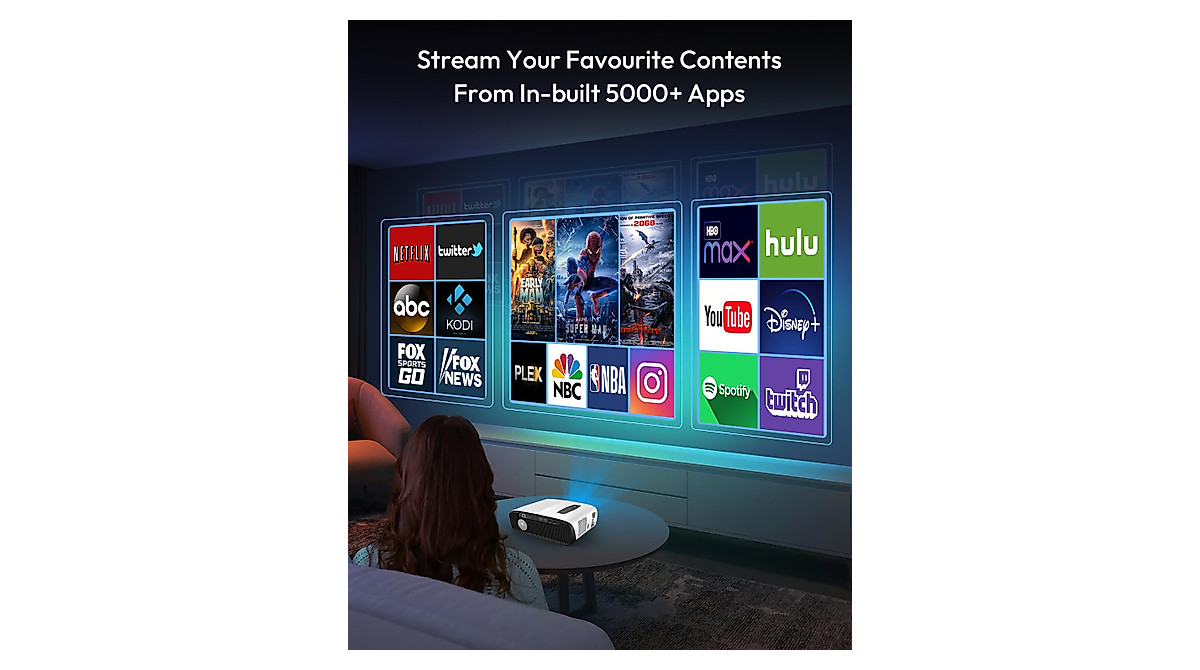 UHD 4K Projector with 5G Wifi Bluetooth, Home Cinema Daytime Projector ...