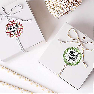 500 Pcs Thank You Stickers Roll- 1.5 inch Circle Self Adhesive 2 Designs Kaleidoscope Thank You Label Stickers for Bags Envelopes Boxes Bubble Mailers Seals