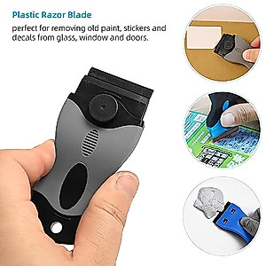 NEWISHTOOL Plastic Blades, 300 PCS Plastic Scraper Blades Refill, 1.5-In Double Edges Plastic Razor Blade for Plastic Scraper and Safety Scraper