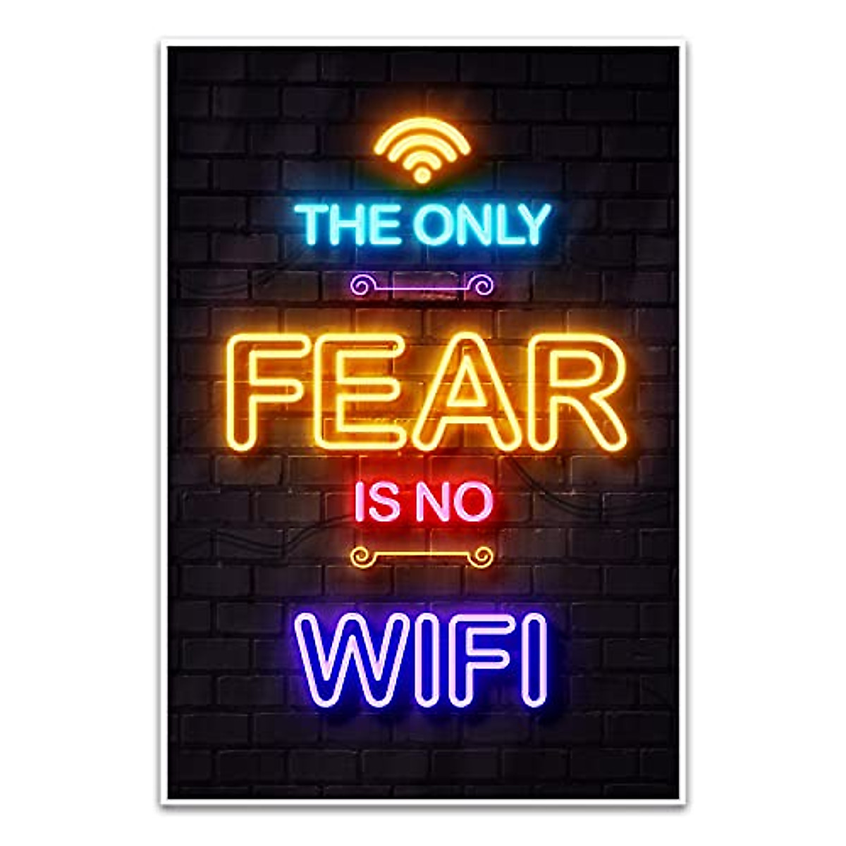 Gaming Posters for Teen Boys Room Decor - Boys Wall Art Gamer Decorations for Bedroom - Video Game Black Light Posters - Gaming Accessories for Room - Gamer Gifts - 12x18in Unframed - The Only Fear Is No Wifi
