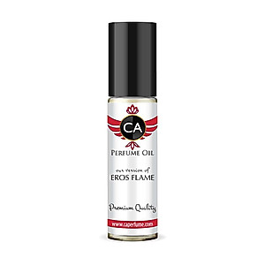 CA Perfume Impression of Eros Flame For Men Replica Fragrance Body Oil Dupes Alcohol-Free Essential Aromatherapy Sample Travel Size Concentrated Long Lasting Attar Roll-On 0.3 Fl Oz/10ml