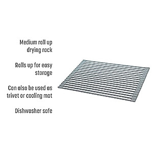 Goodful Roll Away Multipurpose Dish Drying Rack, Cooling Mat, Trivet, Easy Storage, Dishwasher Safe, Medium, Gray