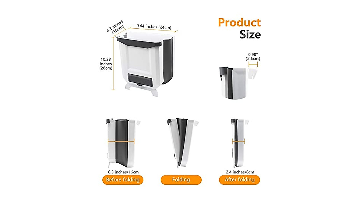 Collapsible Wall Mounted Kitchen Trash Can - 2 Gallon